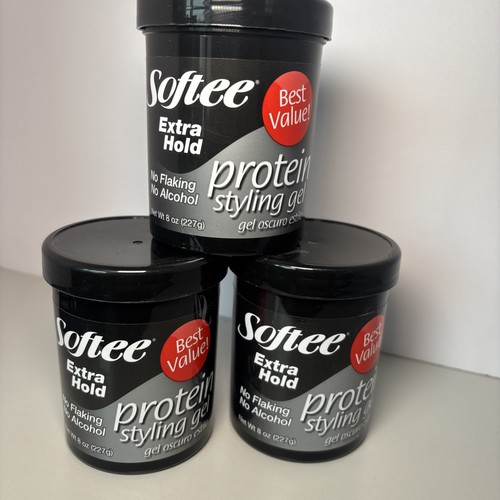 (3) Softee Extra Hold Protein Styling Gel 8oz Each Shaping Thickens ...