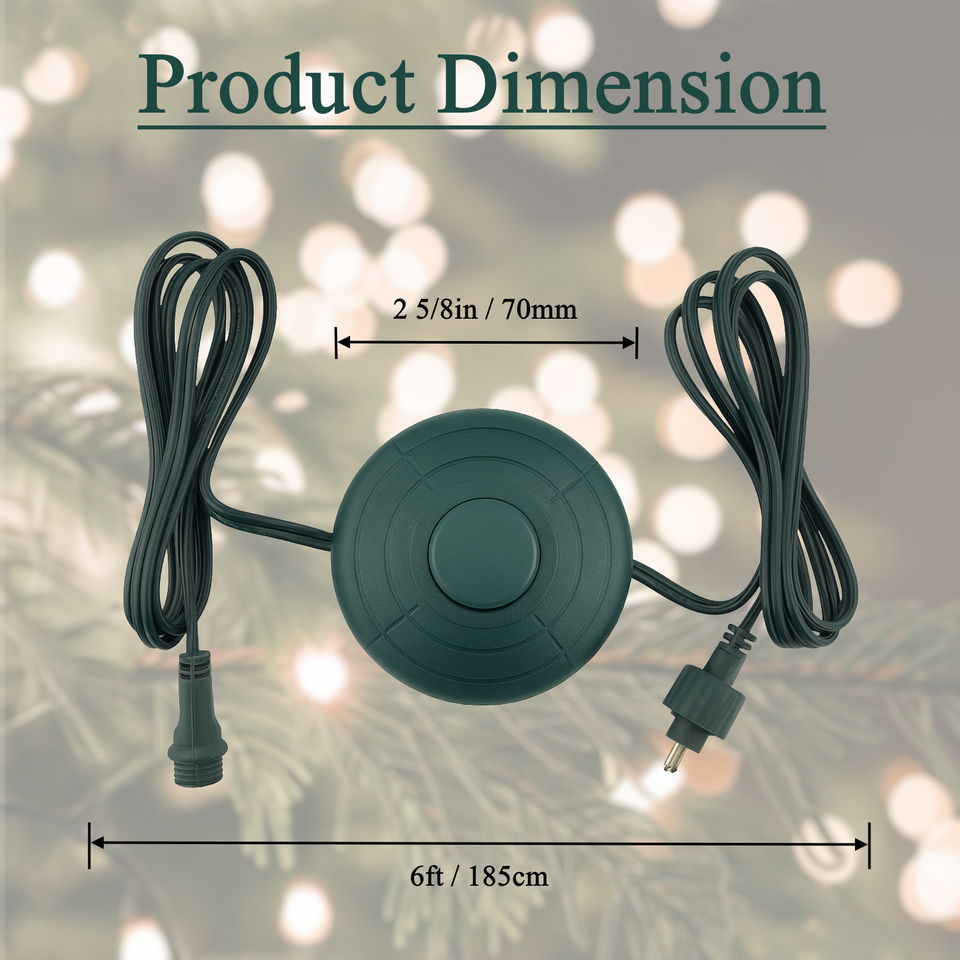 New Christmas Tree LED Power Cord Foot Switch Lights Mode Control 1/2in ...