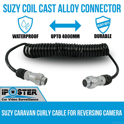 Trailer Cable Suzy Coil Cast Alloy Connector Curly Reversing Camera ...