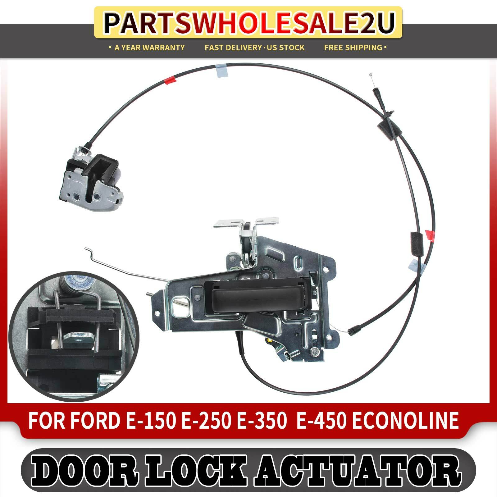 Right Sliding Door Latch Assembly w/ Cable for Ford E-150 250 03-14 E ...