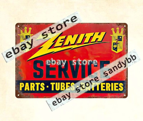 Zenith Service Parts Tubes Batteries Radio Auto metal tin sign art wall ...