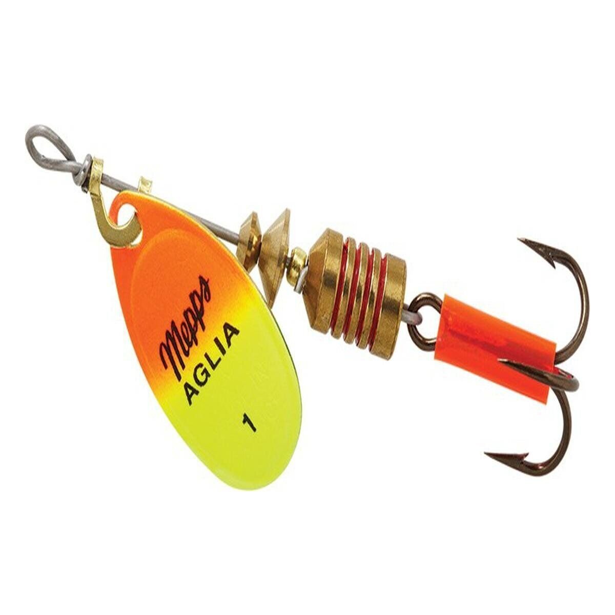 Mepps Aglia Plain Treble Fishing Lure, 1/8-Ounce, Hot Orange Chartreuse ...