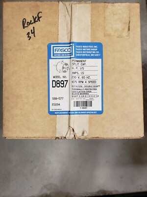 NEW - NOS -FASCO MOTOR, MODEL D897, 1/5HP, 230V, 1075RPM, 4-SPEED ...