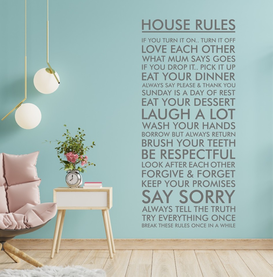 Wall Quote Sticker - HOUSE RULES - Vinyl Decal Lettering Decor Letters ...