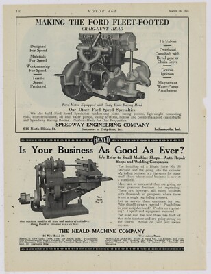 1921 Speedway Engineering Co Ad: Craig Hunt Head for Ford Engines ...