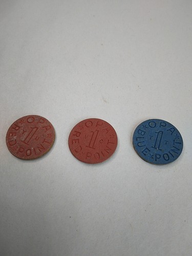 Old Antique Vintage WWII WT OPA Blue Ration Token US Coin + Two Red ...
