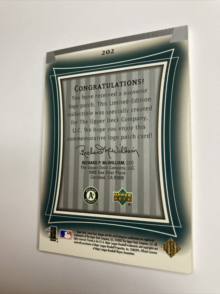 Shane Bazzell 2003 UD Sweet Spot Sweet Beginnings Commemorative Logo ...