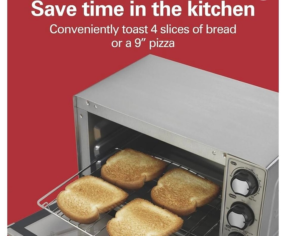 Hamilton Beach Toaster Oven & Pizza Maker 4 slice capacity-Stainless ...