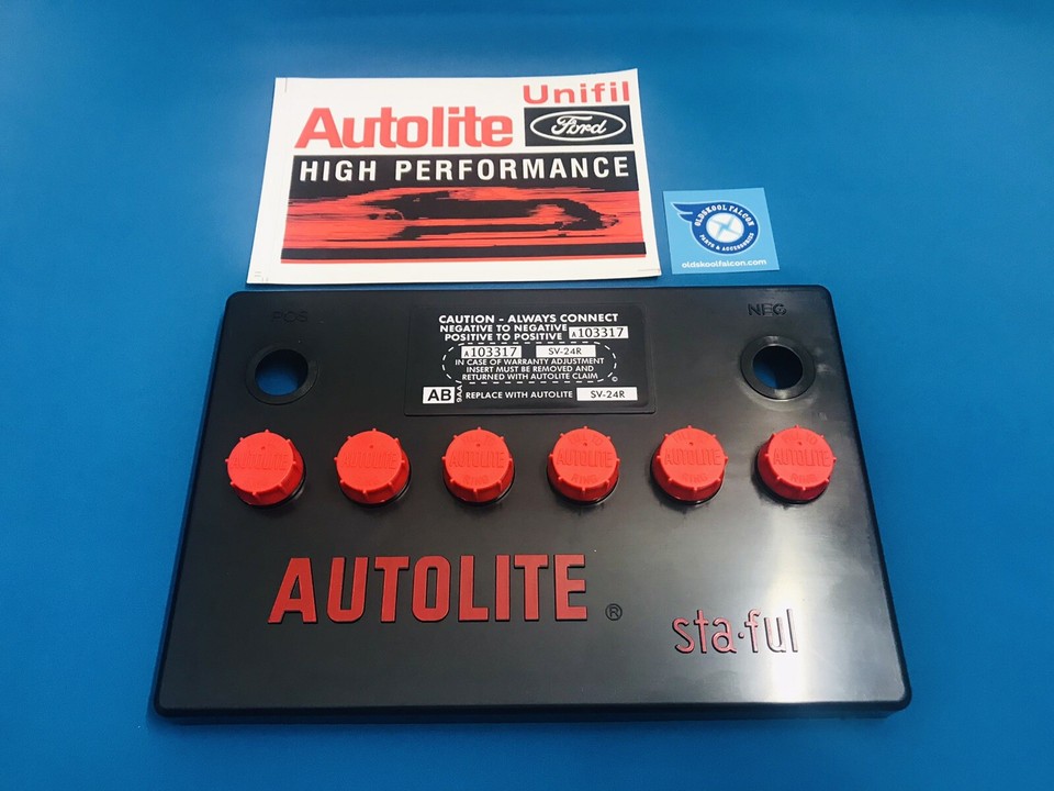 XY GT FORD AUTOLITE BATTERY TOP COVER & DECAL XR XT XW XA GT FALCON 351 ...