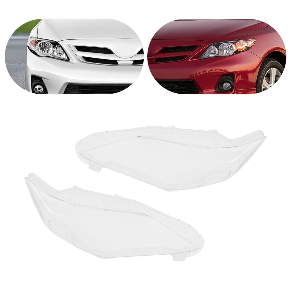 For 2011-2013 Toyota Corolla Left & Right Headlamp Headlight Lens Cover ...