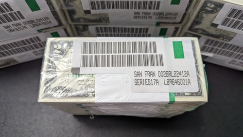 BEP STRAP 100 TWO DOLLAR BILLS - $2 UNCIRCULATED SEQUENTIAL - 2017A ...