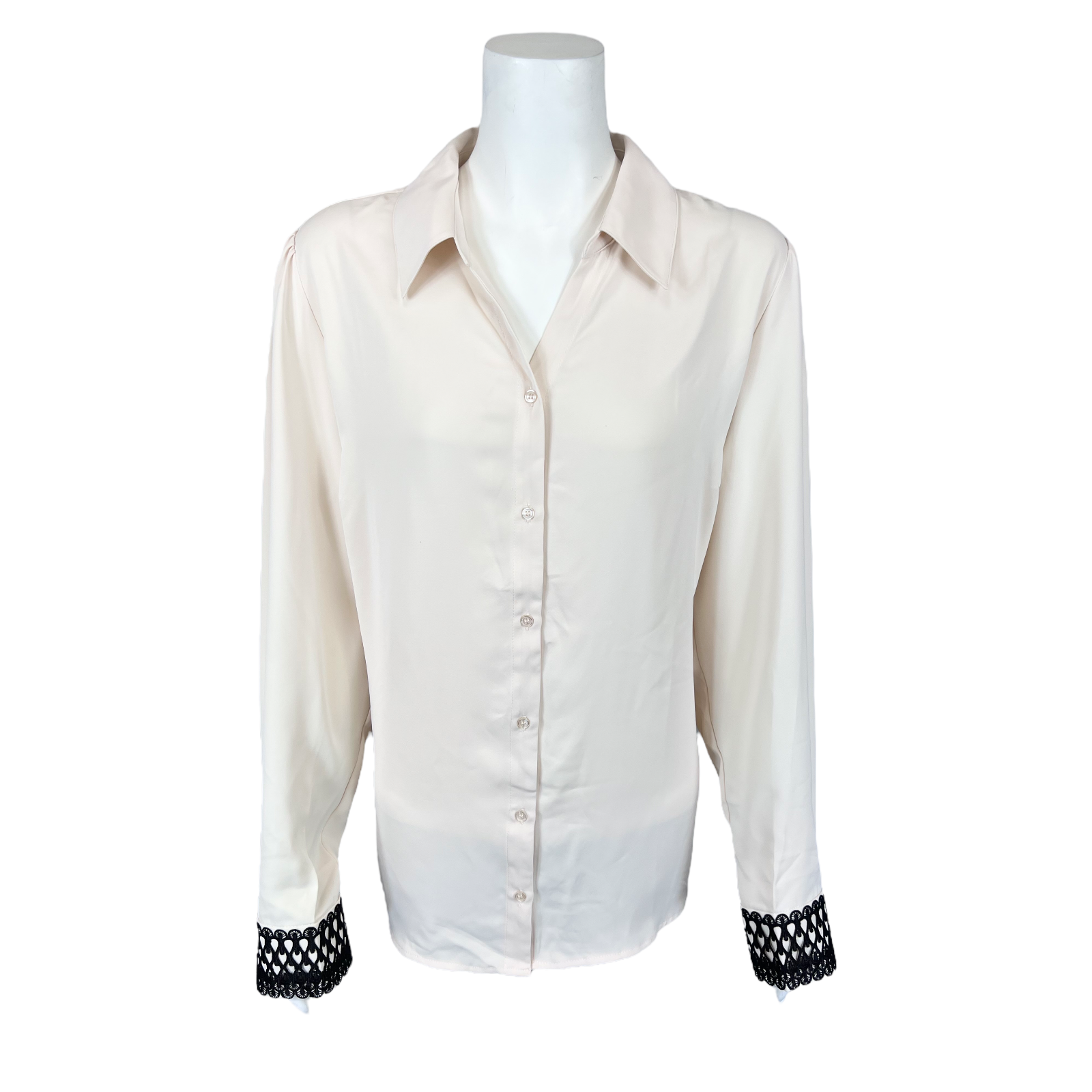 Susan Graver Womens Woven Button-Front Shirt w/ Embellishment Ivory X ...