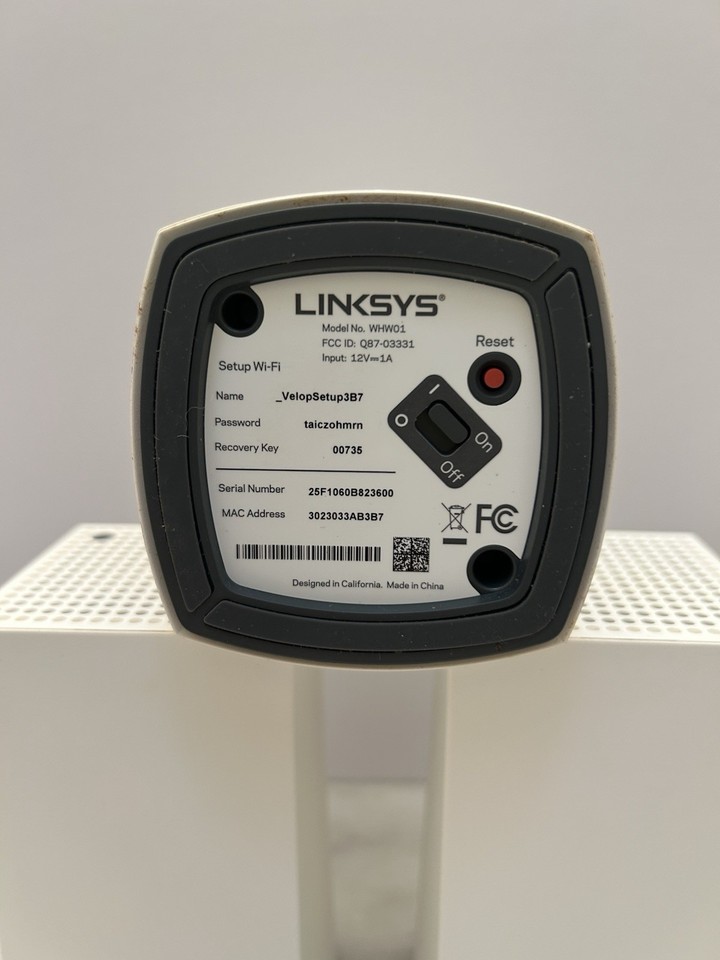3X LINKSYS WHW01 VelopSetup 3B7 Mesh WIFI System Nodes + 2X AC Adapters ...
