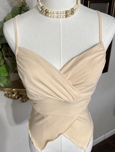 Women’s Twist Front Cami Crop Top Spaghetti Strap V Neck Split Camisole ...