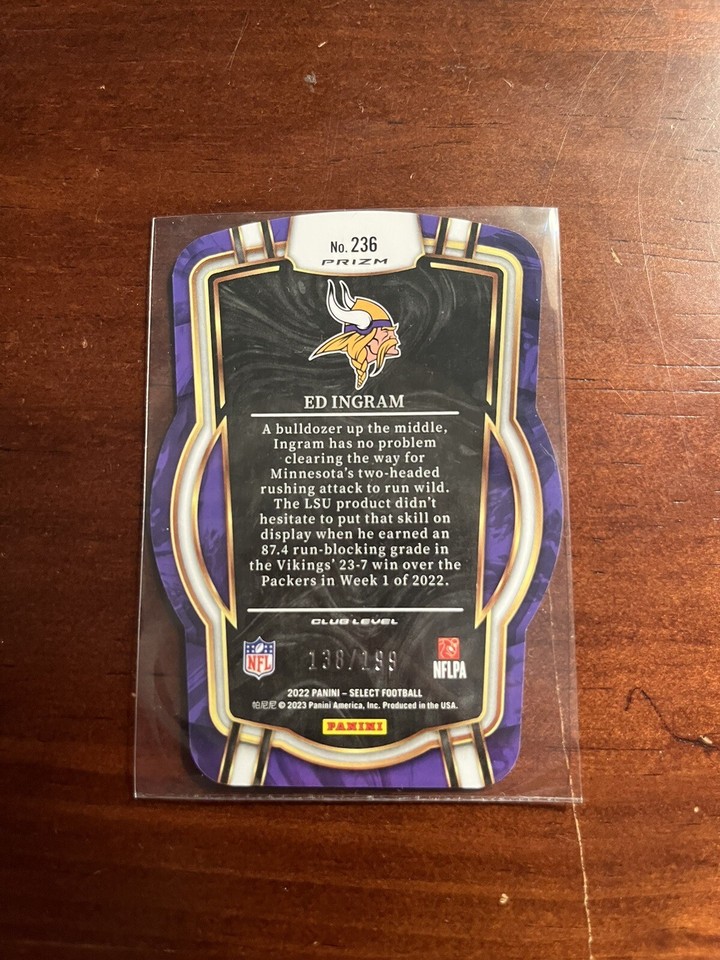 ED INGRAM 2022 PANINI SELECT CLUB LEVEL ORANGE DIE CUT PRIZMS RC 008/ ...