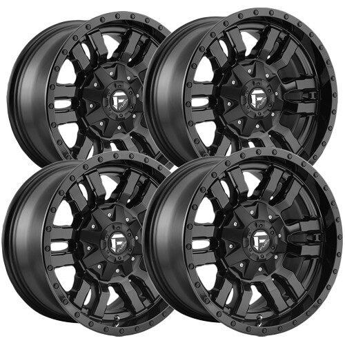 (Set of 4) Fuel D596 Sledge 20x10 8x170 -18mm Double Black Wheels Rims ...