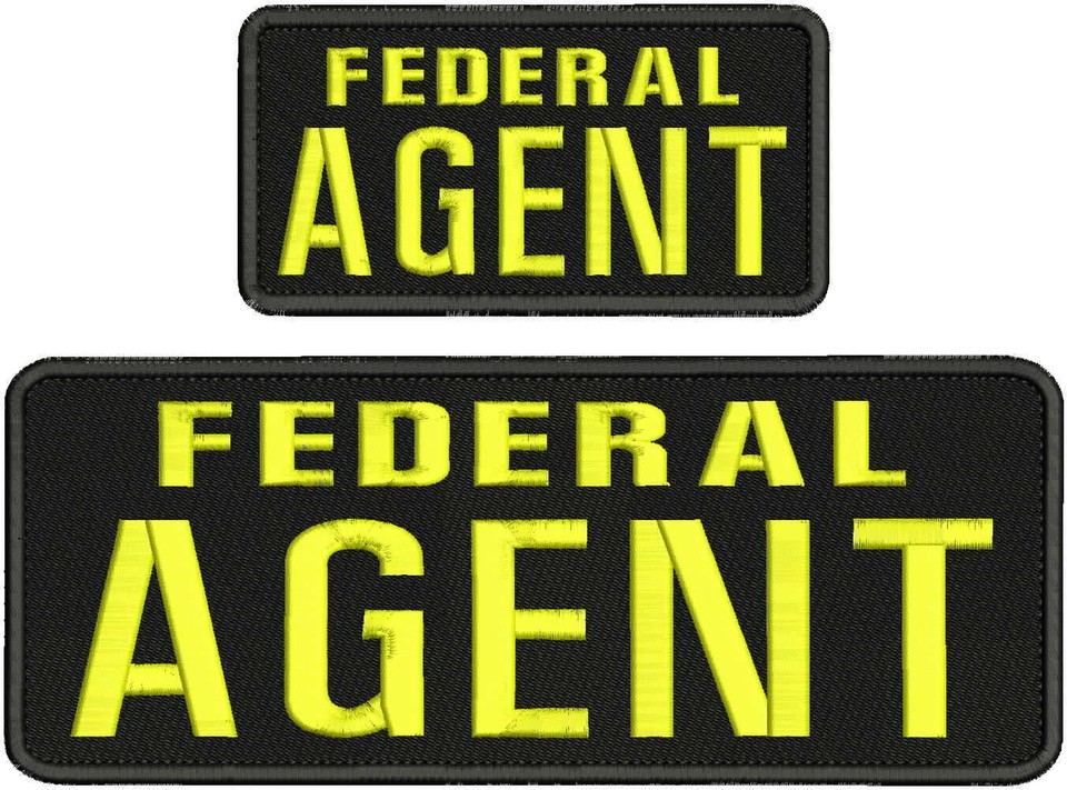 F AGENT EMBROIDERY PATCH 4X11 AND 3X6 HOOK ON BACK BLK/YELLOW | eBay