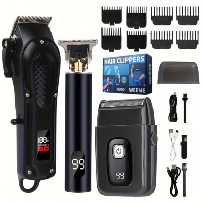 Professional Hair Cut Machine Barber Salon Cutting Trimmer Clipper Kit ...