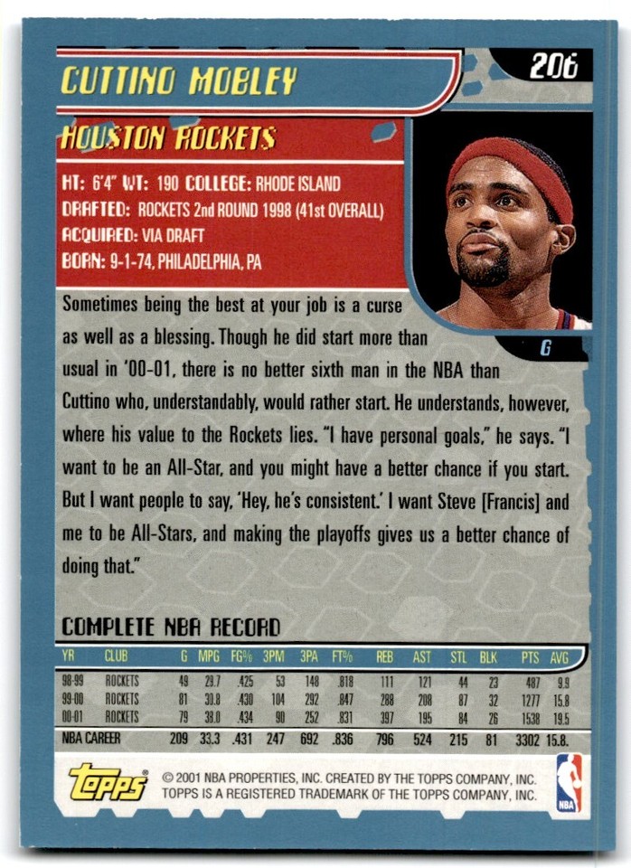 2001-02 Topps Cuttino Mobley Basketball Cards #206 | eBay