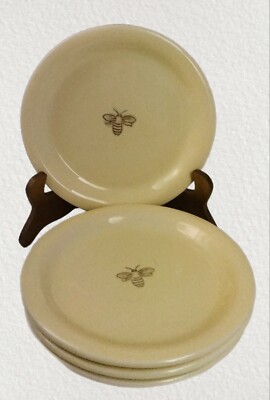 Pottery Barn Bee Yellow Luncheon Dessert Plates 8" Round Embossed ...