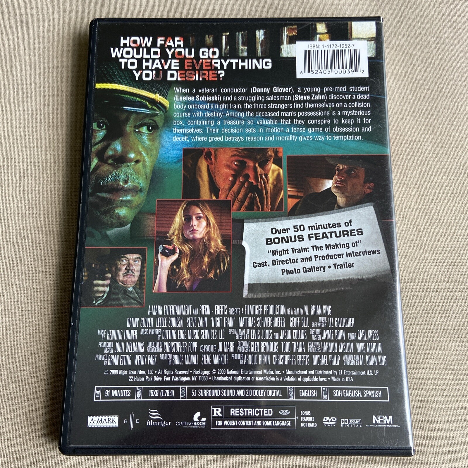 Night Train (DVD 2009) Mystery Thriller Danny Glover Leelee Sobieski ...