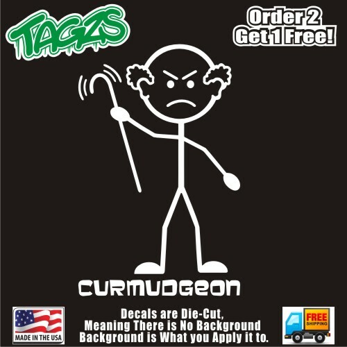 Curmudgeon Old Grumpy Man Funny DieCut Vinyl Window Decal Sticker Car ...