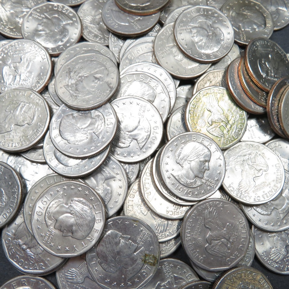 x100 SBA Susan B. Anthony - $100 FACE of $1 Dollar - US Coin Roll Lot ...