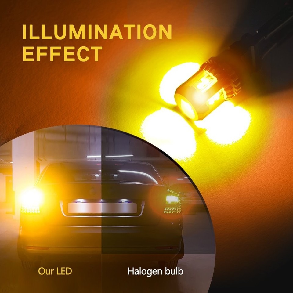 Amber BA15D 1157 7507 LED 12SMD Tail Turn Brake Reverse Signal Bulbs 2 ...