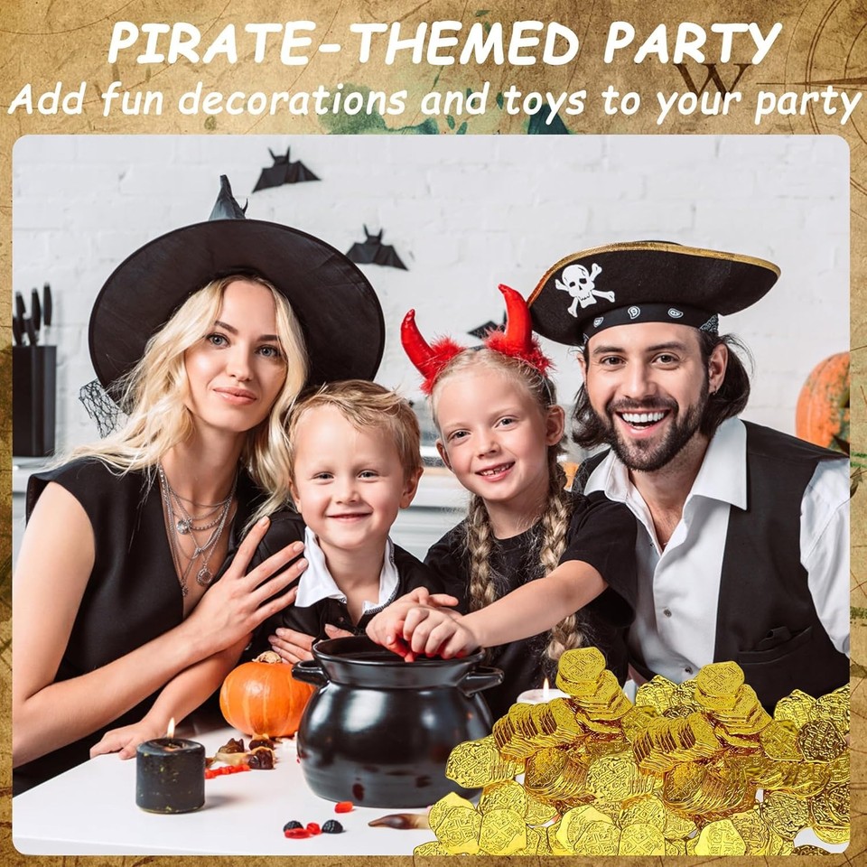 100 PCS Pirate Gold Coins Plastic Play Treasure Coins Pirate Treasure ...