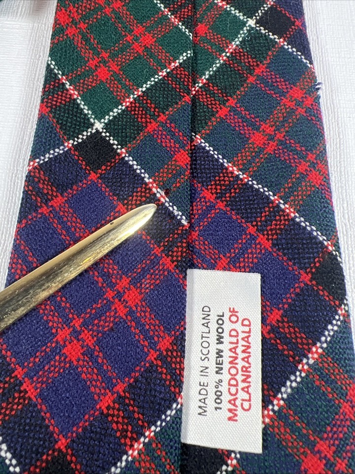 Vintage Tartan Plaid Wool Tie 1970s Made in Scotland Necktie Red/Green ...