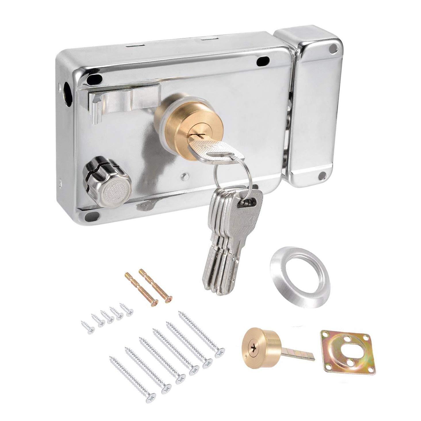 Home Safety Vertical Keyway Cylinder Deadbolt Rim Lock Set Exterior ...