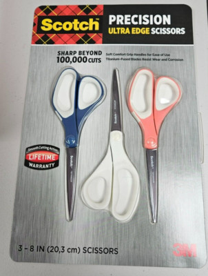 3 Titanium 3M Scotch Precision Ultra Edge 8" Scissor Blue Pink | eBay