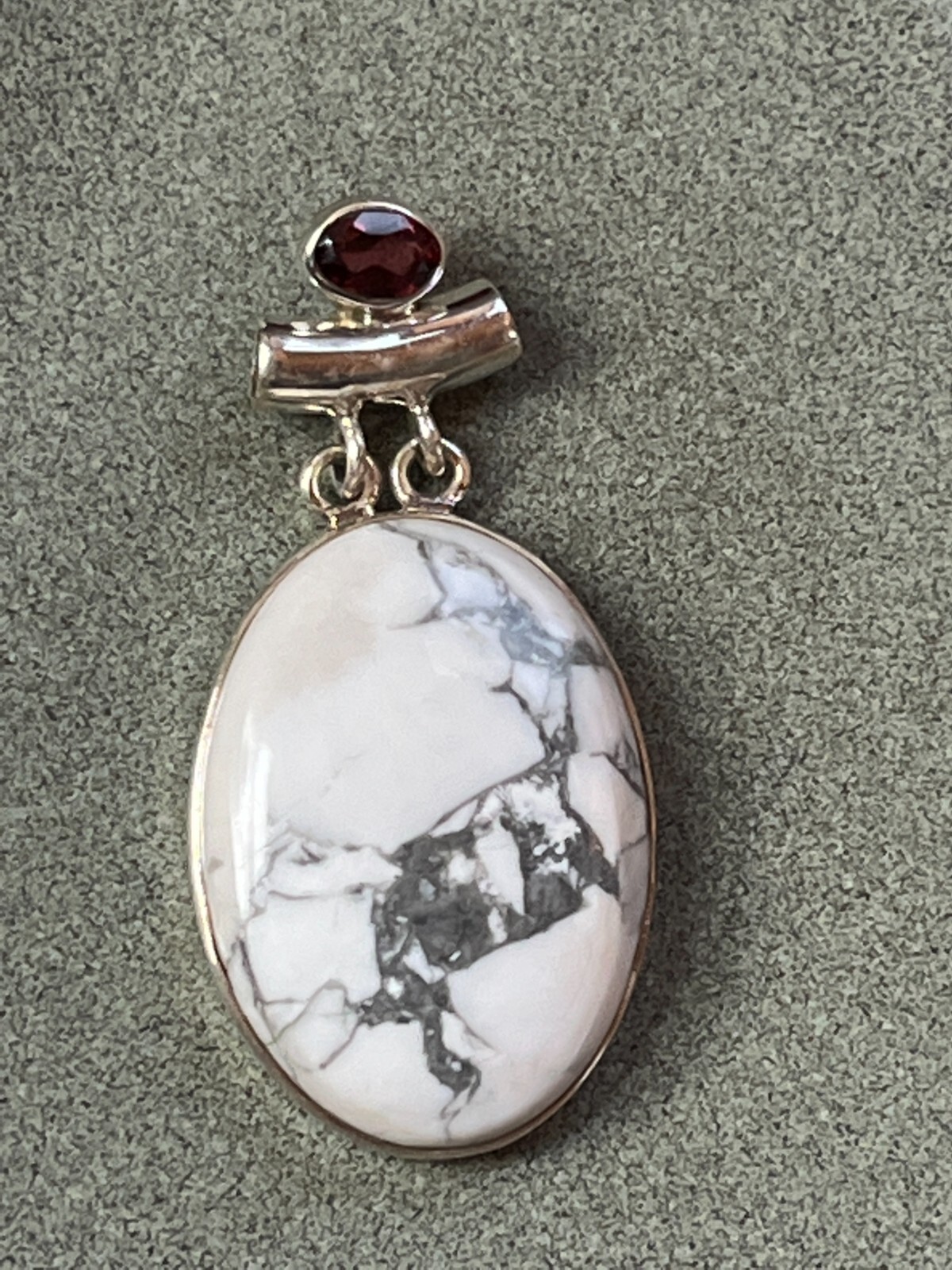 Small Red Oval Ruby & Large Oval White w Gray Veins Buffalo Stone in ...