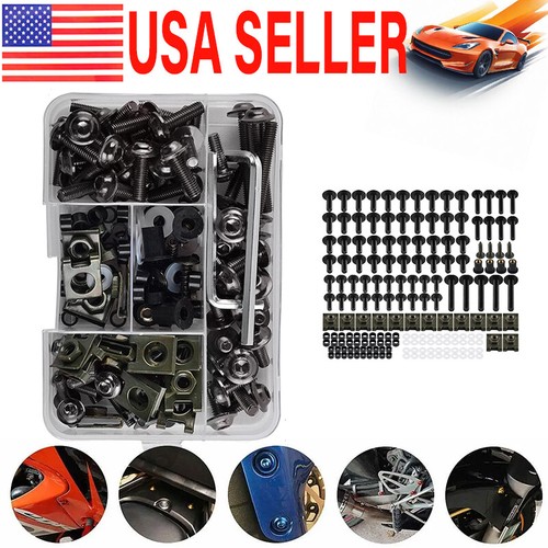 Motorcycle Complete Fairing Bolts Kit Bodywork Screws Nuts Black ...