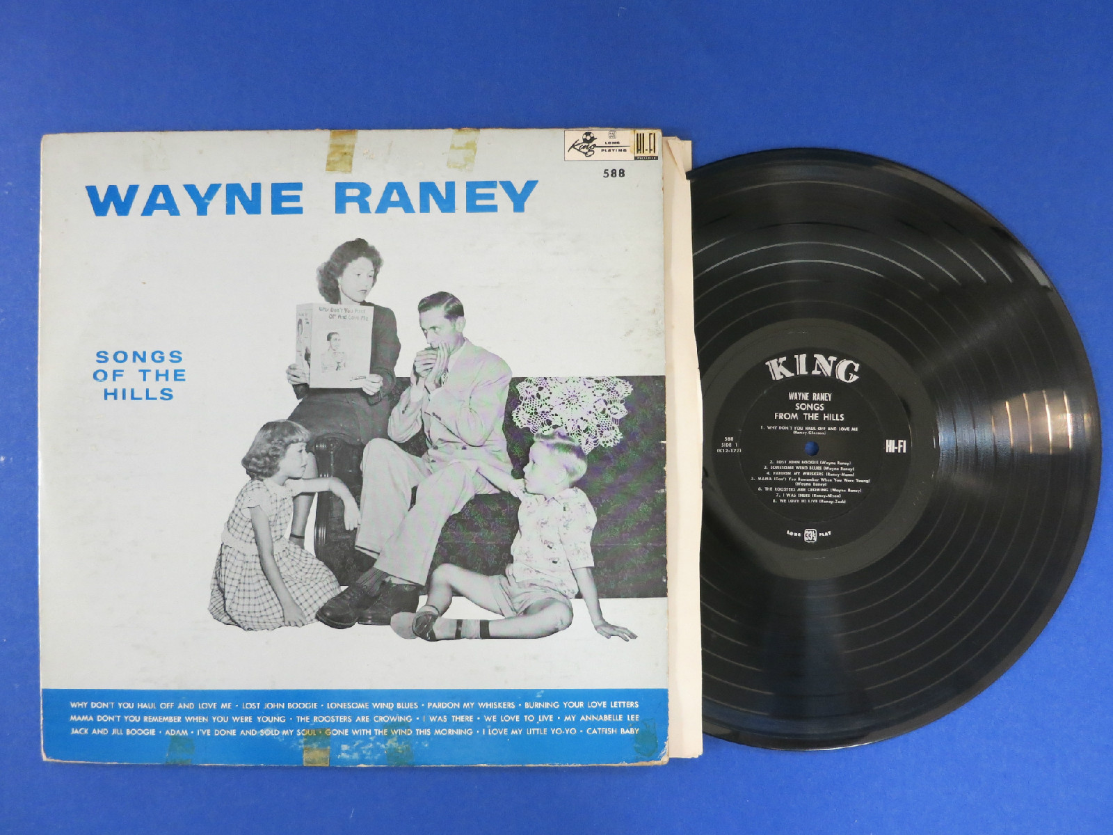 1958 1st Issue MONO LP ~WAYNE RANEY Songs From The Hills~ VG King 588 ...