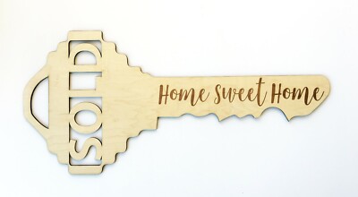 Home Sweet Home Realtor Wood Key Sign, Sold Real Estate Agent Key ...