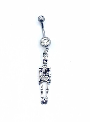 Skeleton Halloween Spooky Belly Bar Navel Piercing , UK Fast Shipping ...