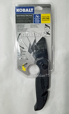 KOBALT SPEED RELEASE Folding Lockback UTILITY KNIFE BOX CUTTER + 10 ...