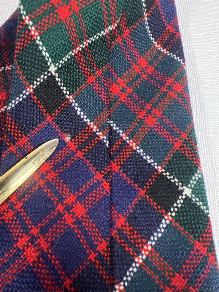Vintage Tartan Plaid Wool Tie 1970s Made in Scotland Necktie Red/Green ...