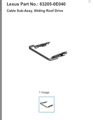 Toyota Sunroof Drive Cable, OEM #63205-0E040, Fits Avalon, Camry, RAV4 ...