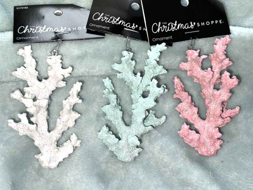 New 5 Lot NAUTICAL GLASS CHRISTMAS ORNAMENTS ROBERT STANLEY SEAHORSE FISH CORAL | eBay