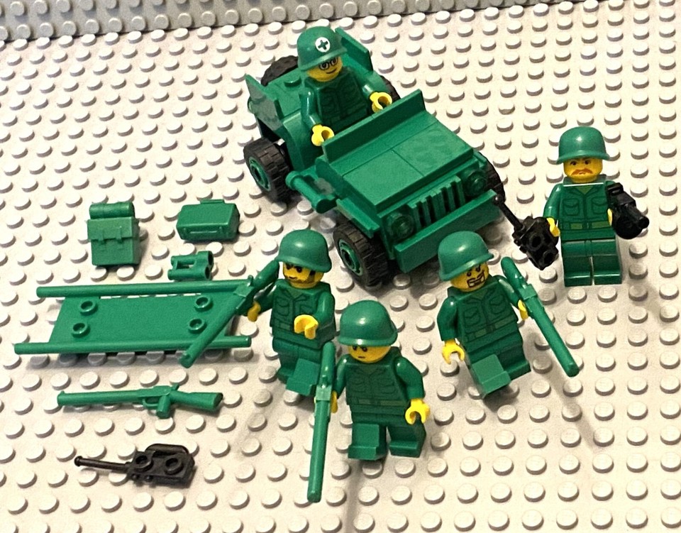 LEGO Minifigures 5 Army Men Military Soldiers Rifles Lego Jeep Minifigs ...
