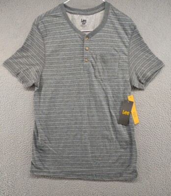 LEE Grey Jonathan Henley 3 Button Pocket T Shirt in Men's Size Medium ...