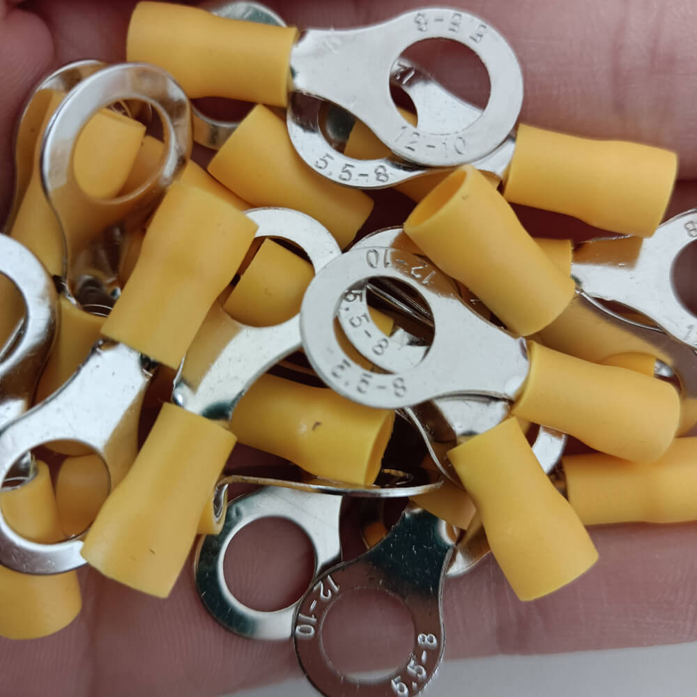 50-300Pcs Yellow 12-10 Gauge Car Ground Wire Ring Terminals Vinyl ...