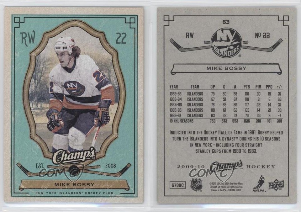 2009-10 Upper Deck Champ's Green Mike Bossy #63 HOF 0a4 | eBay