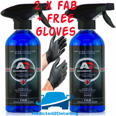 AUTOBRITE DIRECT 2 X 500ML FAB INTERIOR UPHOLSTERY ALL PURPOSE CLEANER ...