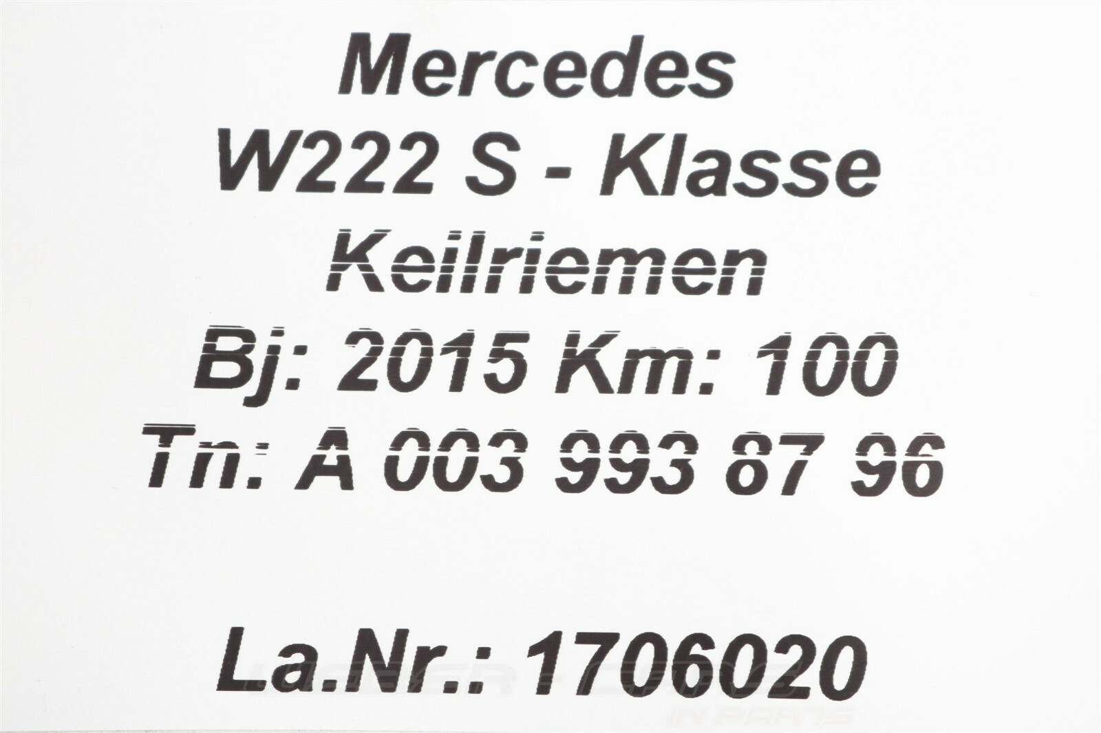 100km A0039938796 Mercedes W222 M276 V6 Ottomotor Courroie ...