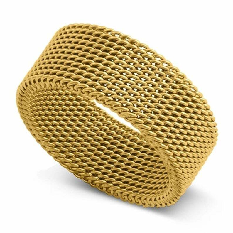 Genuine 18K Yellow Gold Filled Hypoallergenic Flexible 9mm Mesh Band ...