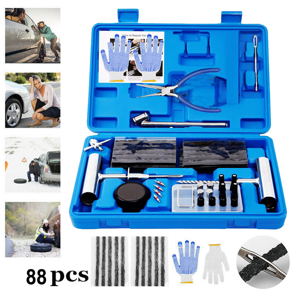 Heavy Duty Tyre Puncture Repair Kit For Car Van Motorbike Flat Tire Fix ...