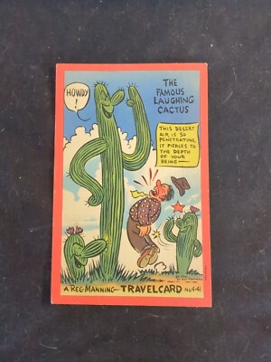 Vintage Postcard Humor THE FAMOUS LAUGHING CACTUS RegManning Travel | eBay